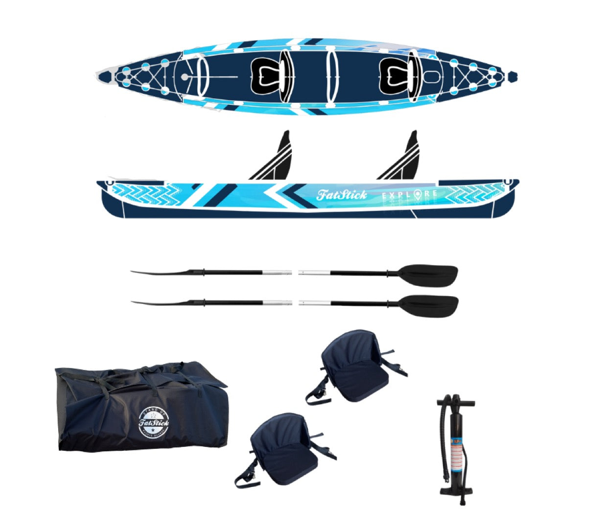 Inflatable 1 or 2 Person Drop Stitch Kayak – Fatstick Boards Europe